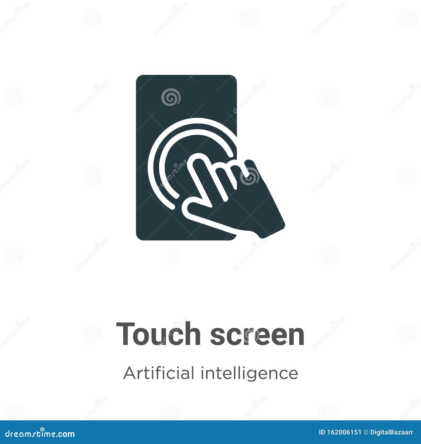 Touch Screen Vector Icon on White Background. Flat Vector Touch Screen ...
