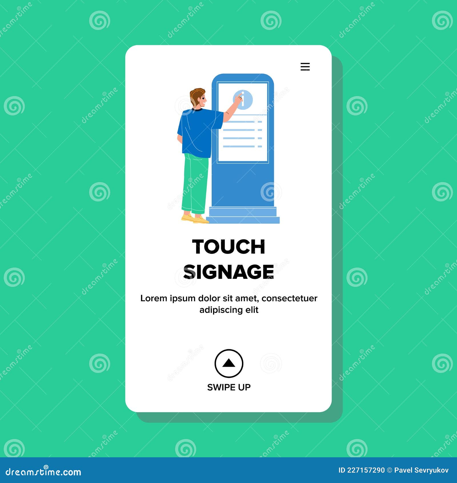 Touch Signage on Digital Touchscreen Panel Vector Stock Vector ...