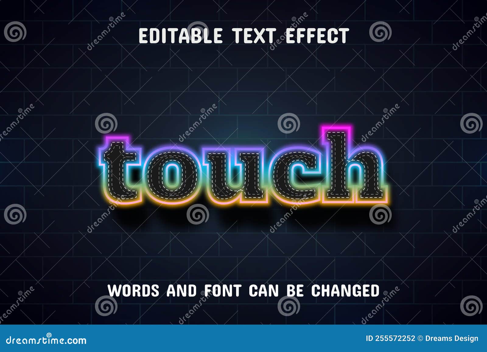 Touch Text - Neon Style Text Effect Editable Stock Vector ...