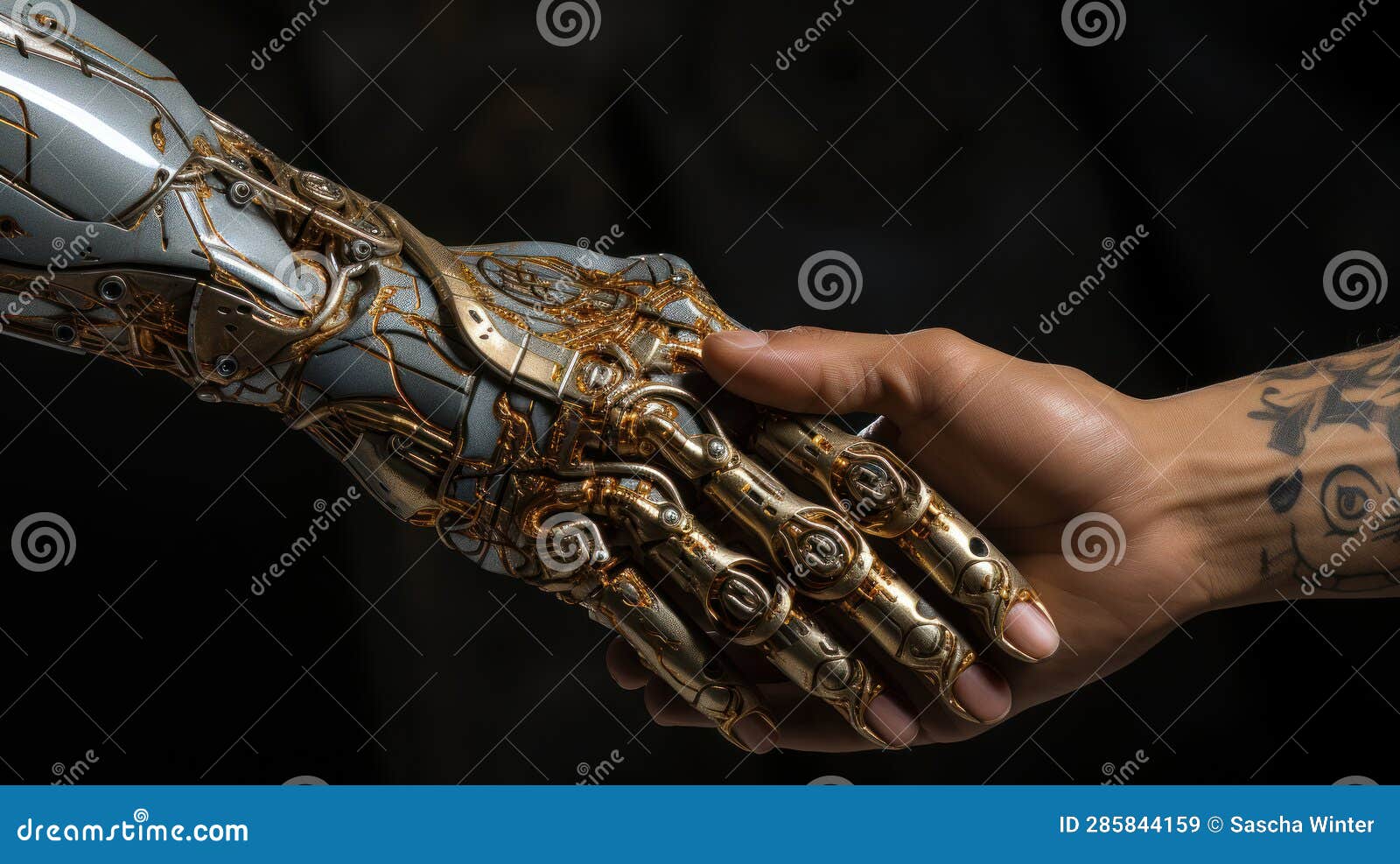 A Touch of Tomorrow: Human Meets Machine Stock Illustration ...
