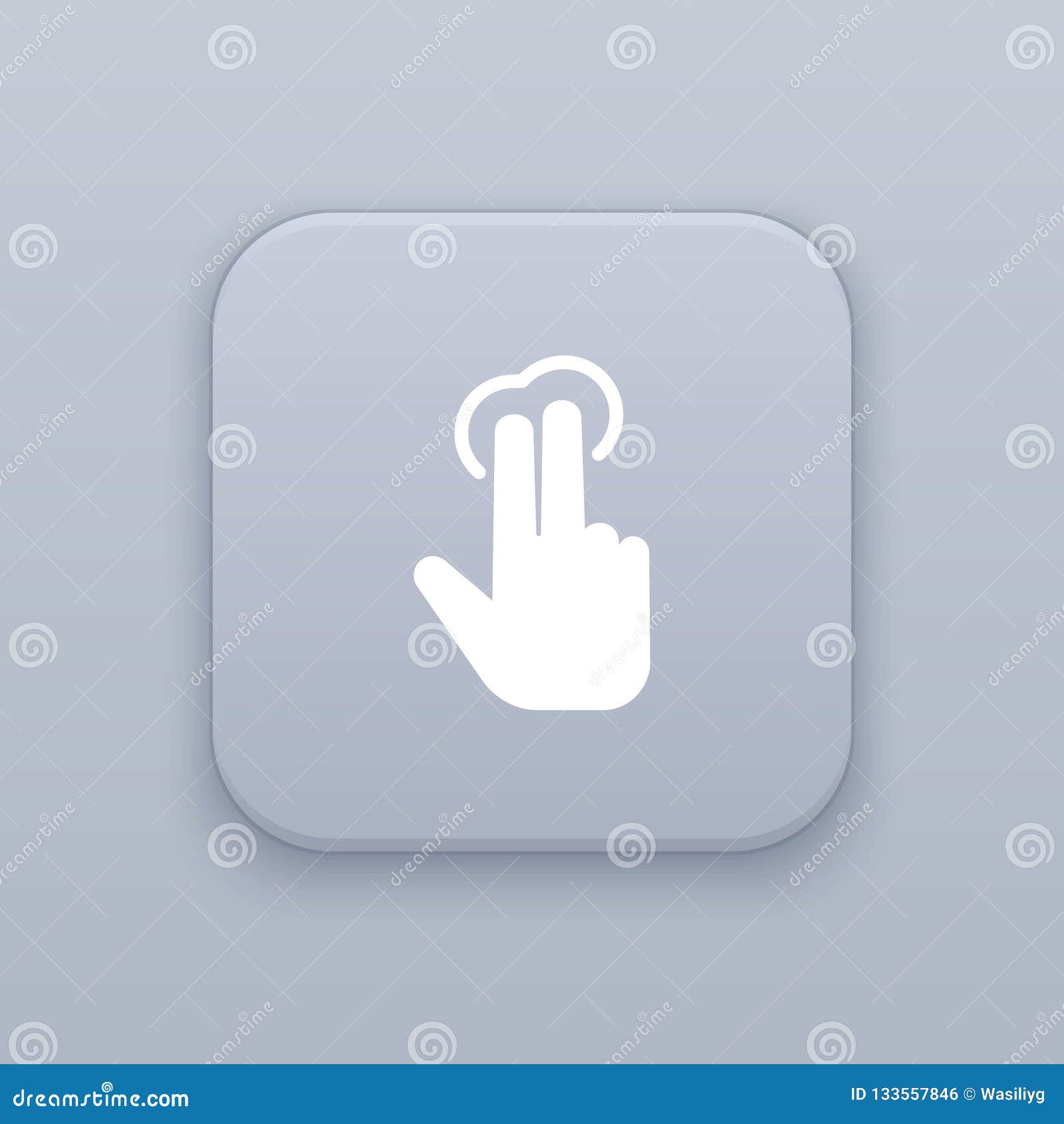 Touch with Two Fingers Click Gray Vector Button with White Icon Stock ...