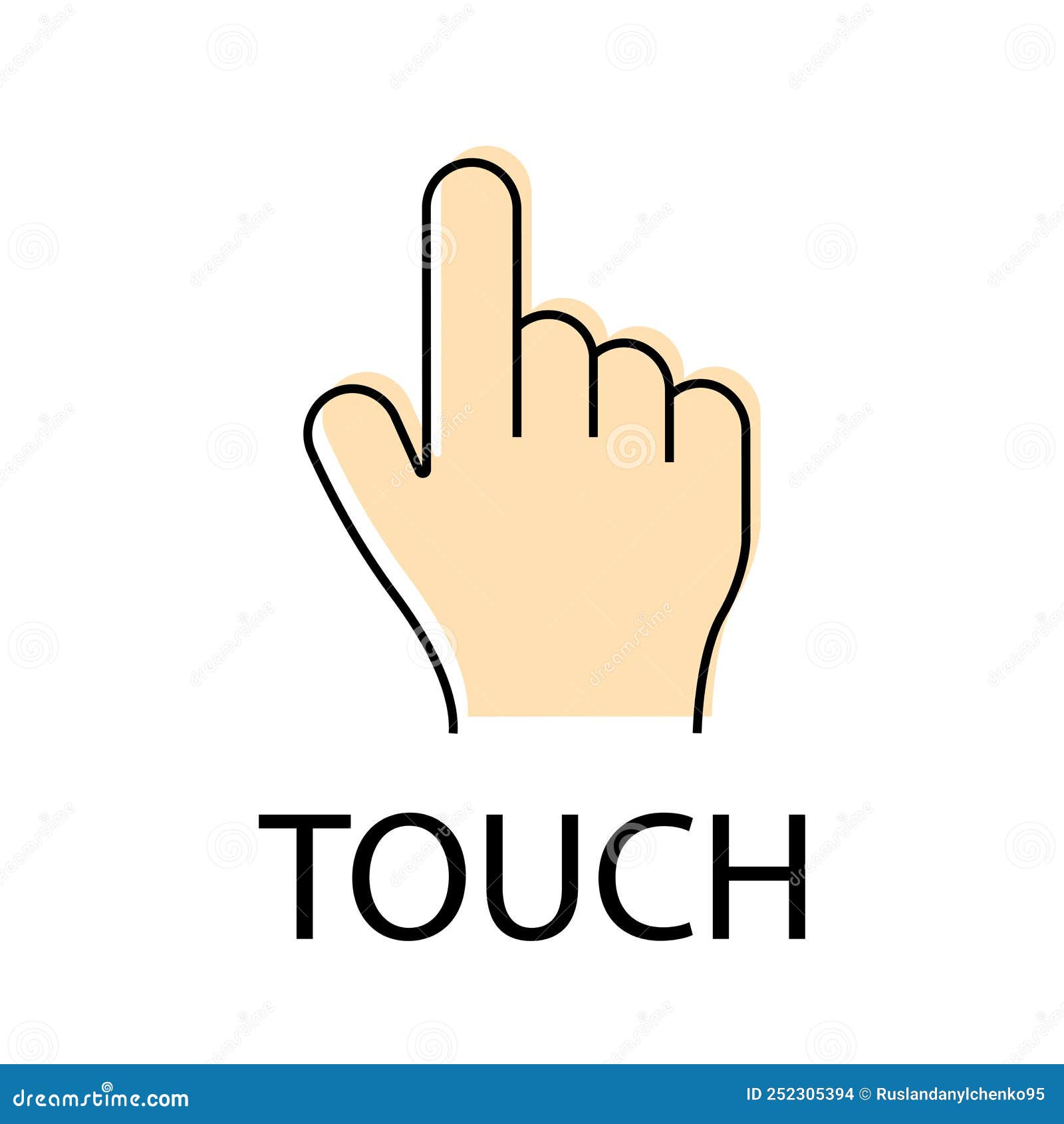 Touch Vector Icon. Black Illustration Isolated on White Background for ...