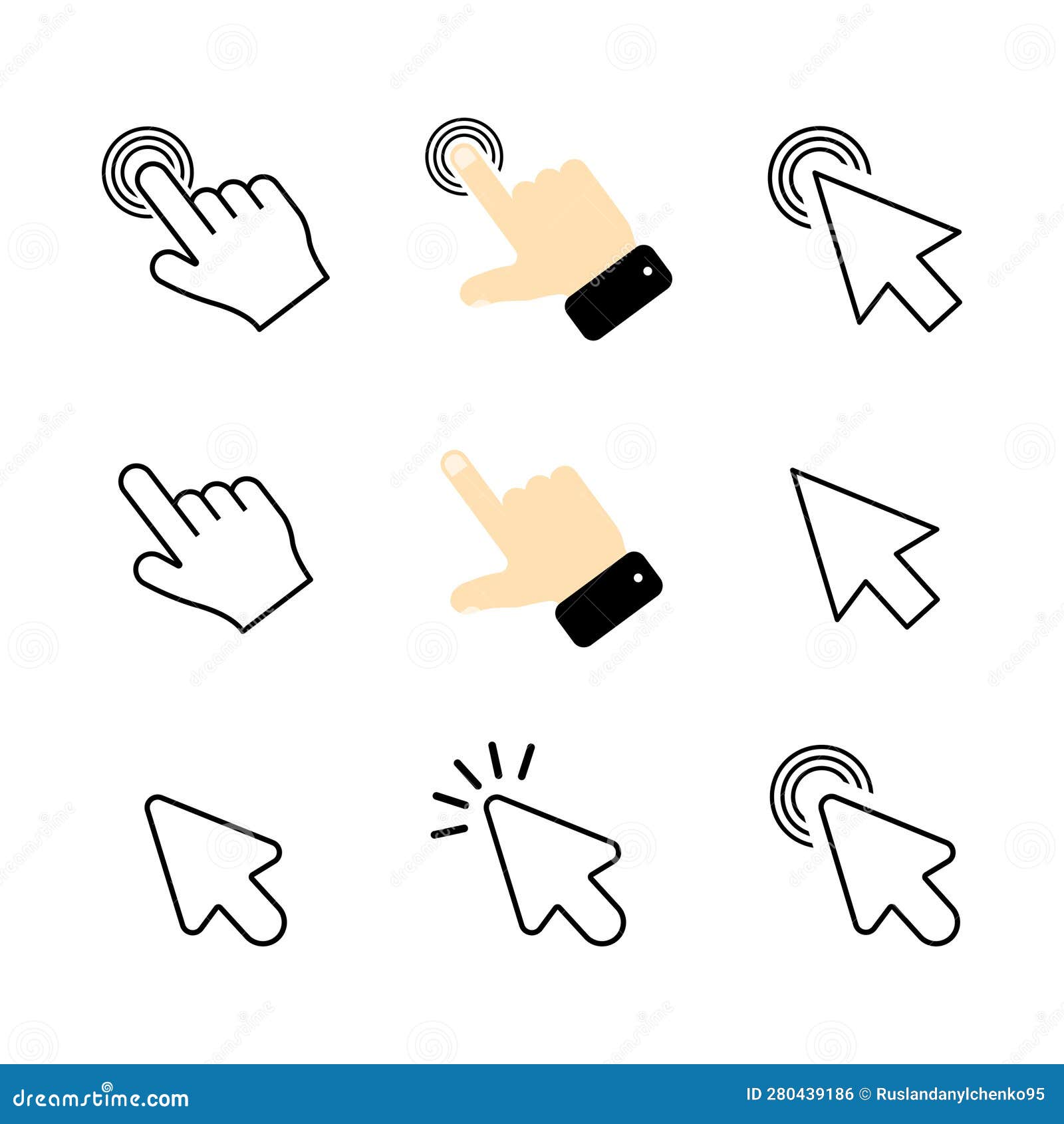 Touch Vector Icon Set. Illustration Isolated for Graphic and Web Design ...