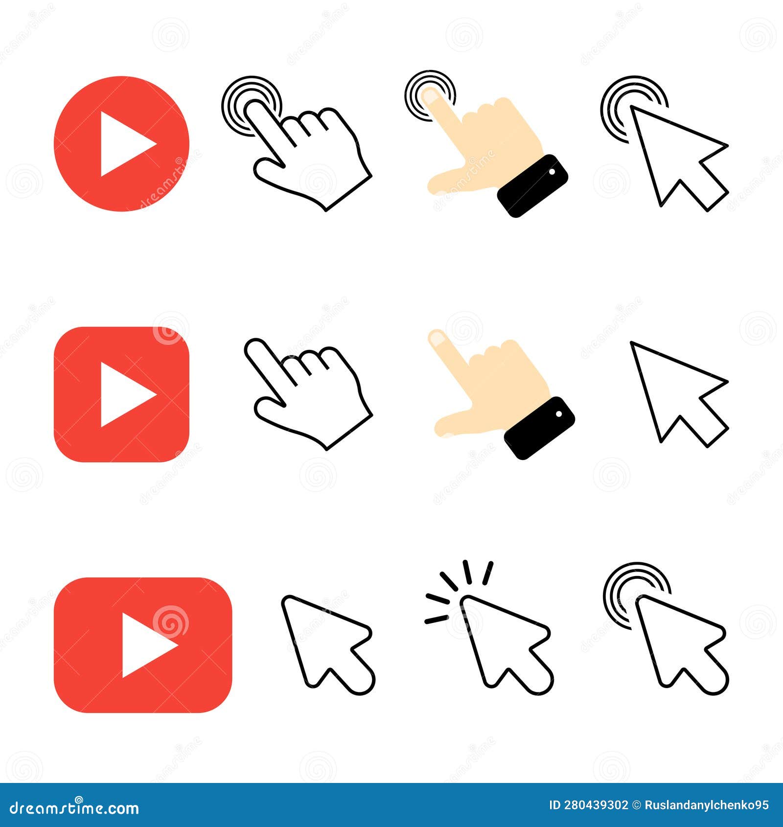Touch Vector Icon Set. Illustration Isolated for Graphic and Web Design. Cursor Pointer Computer ...