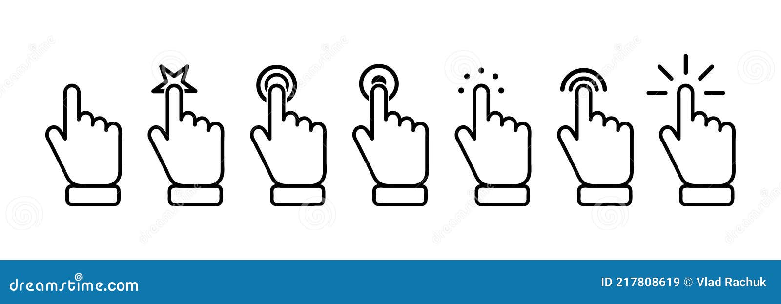 Touch Vector Icon Set. Push Touchscreen. Flat Touch Icon for Concept ...