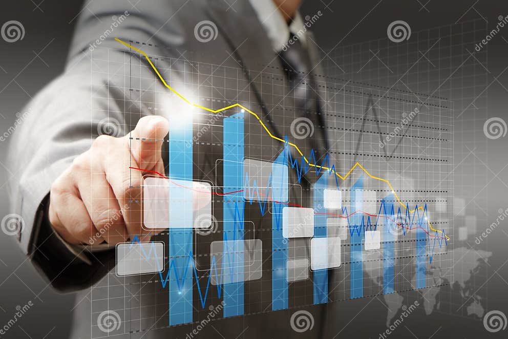 Touch virtual graph,chart stock photo. Image of increase - 24444670