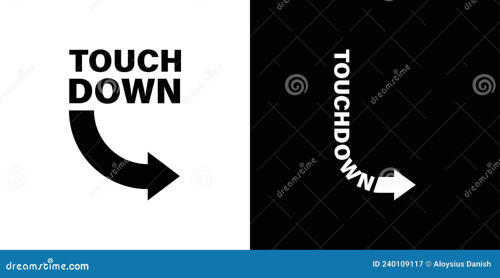 Touchdown and Arrow Logo. on Black and White Color. Simple, Elegant ...