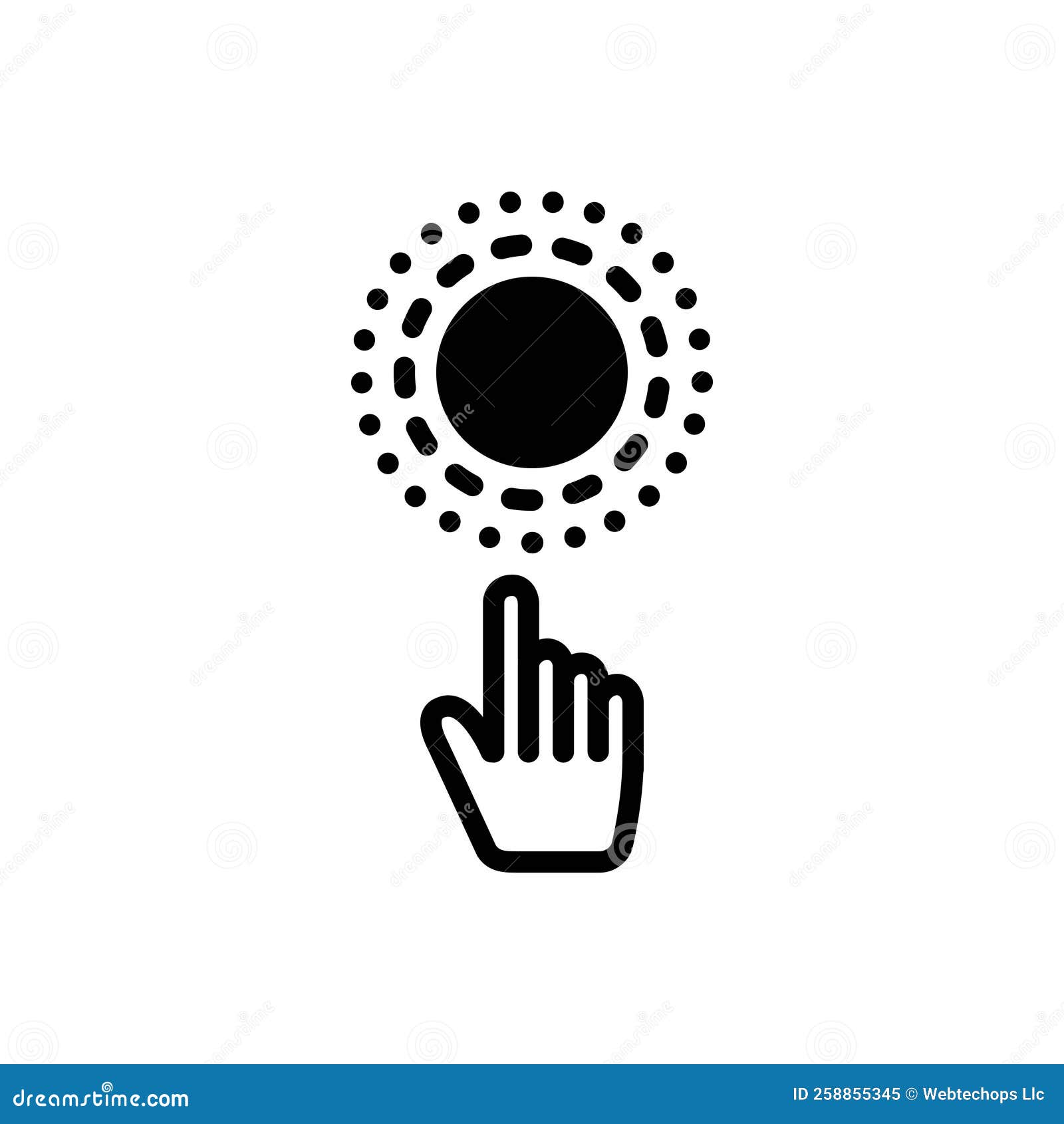 Black Solid Icon for Touched, Finger and Tap Stock Vector ...