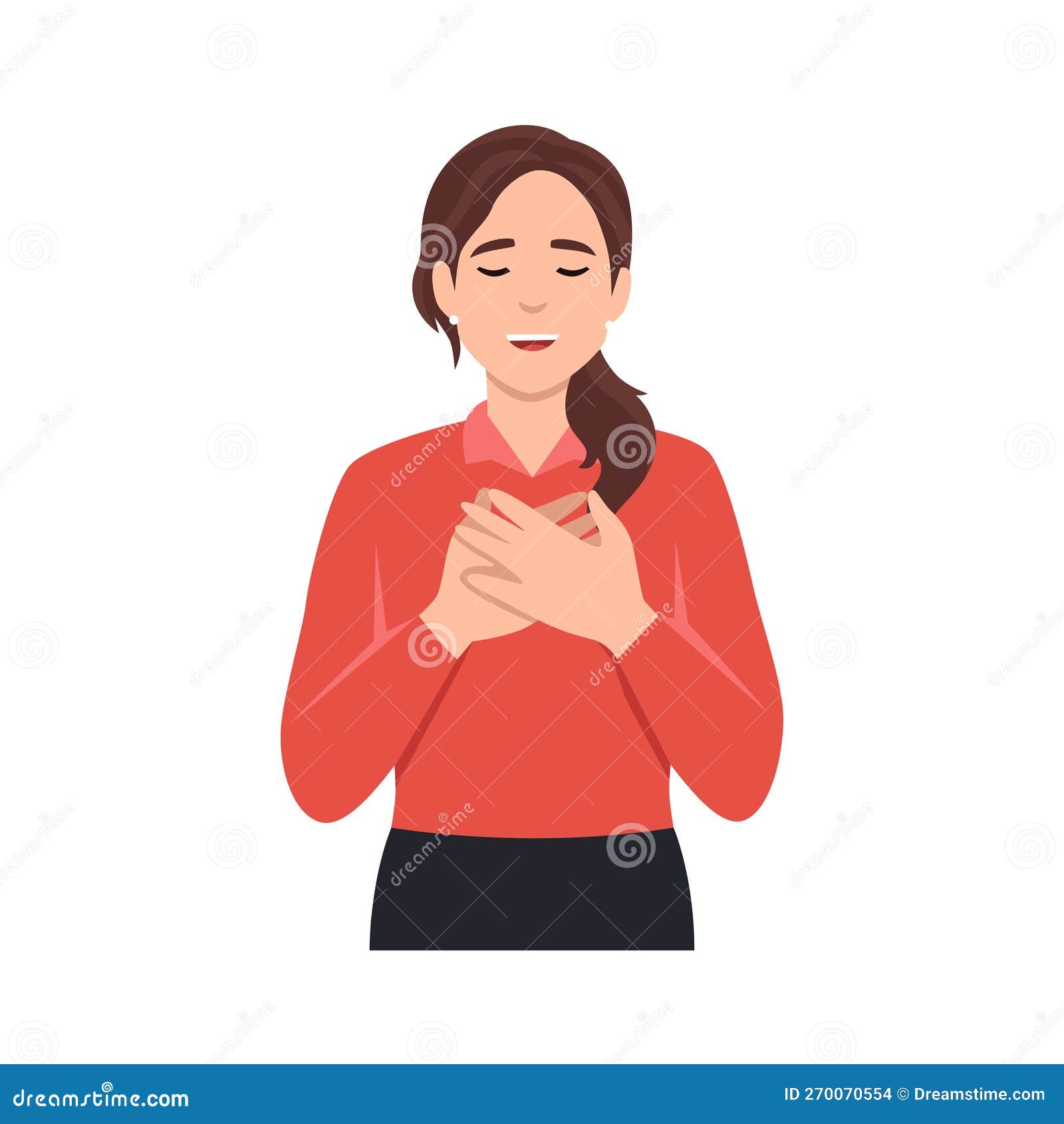 Woman Touched With Cute Scene Cartoon Vector Illustration On White ...