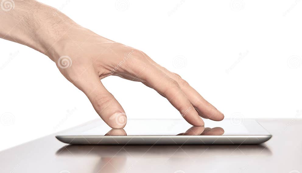 Touching on Apple Ipad Digital Tablet PC Stock Photo - Image of ...