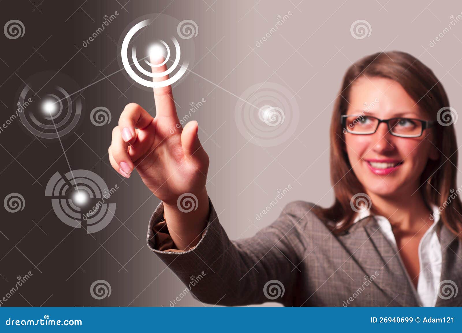 Touching Button Social Network Future Interface Stock Image - Image of ...