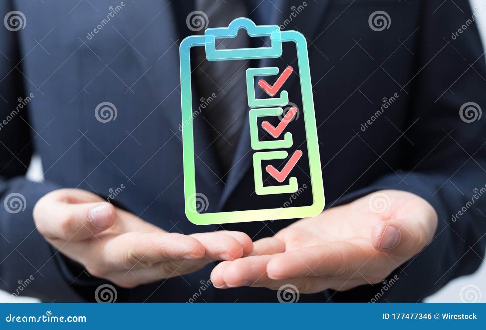 A Touching Check List on Visual Screen Stock Photo - Image of mark ...