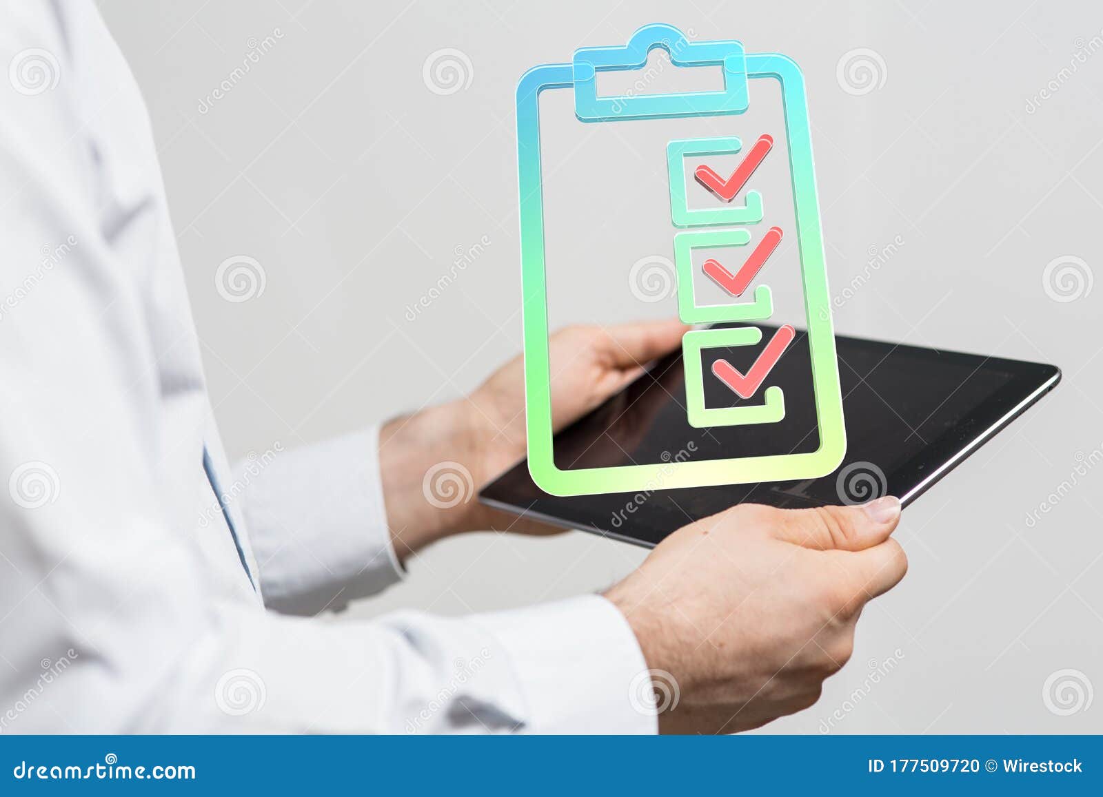 A Touching Check List on Visual Screen Stock Photo - Image of checklist ...