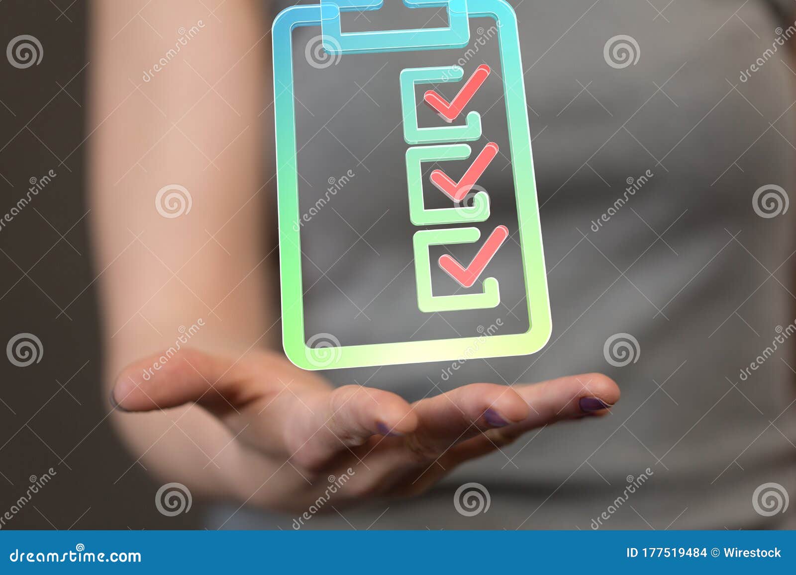 A Touching Check List on Visual Screen Stock Photo - Image of form ...