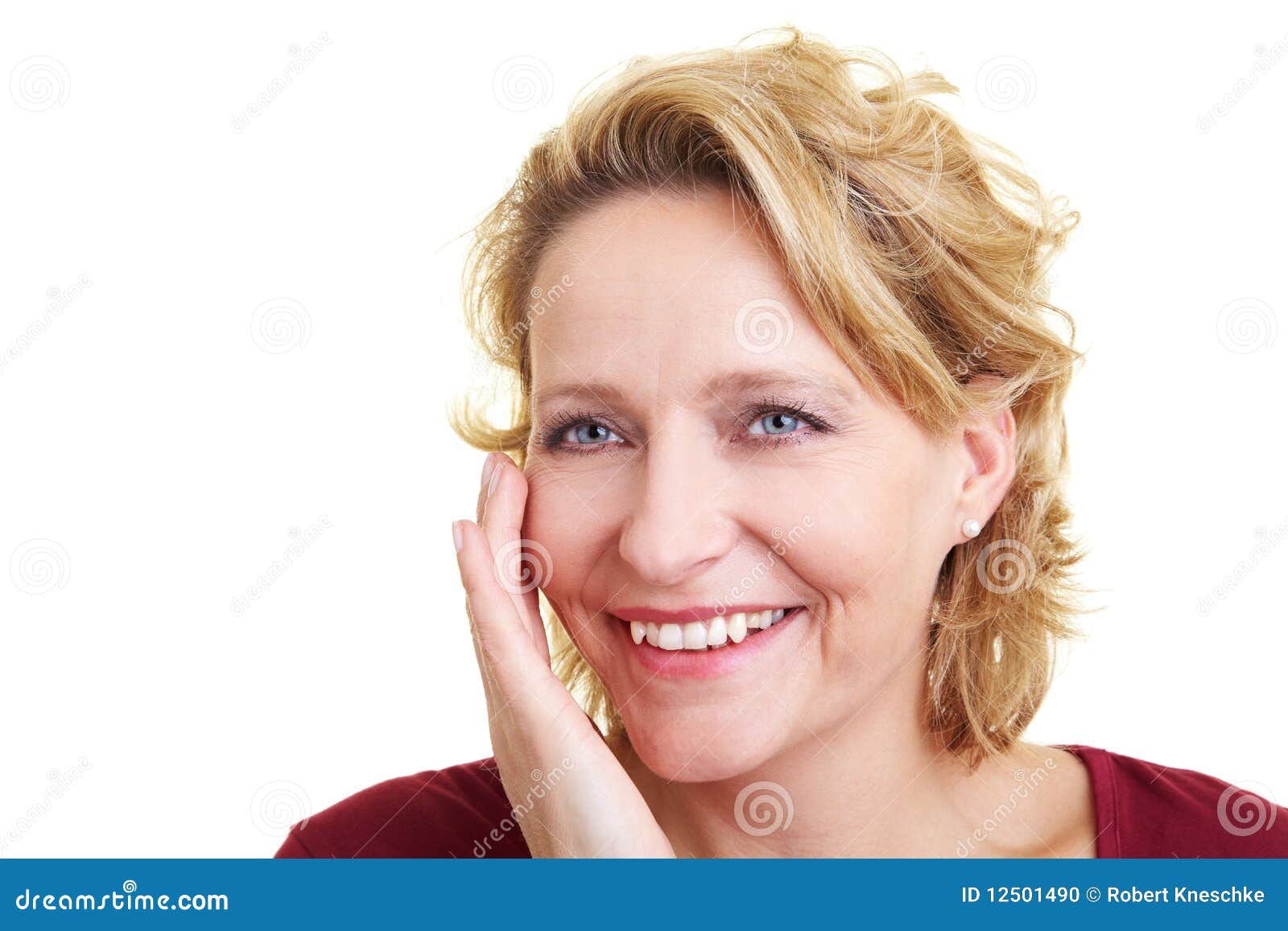 Touching the cheek stock photo. Image of hair, folds - 12501490