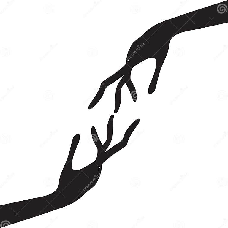 Touching hands of alien stock vector. Illustration of understanding ...