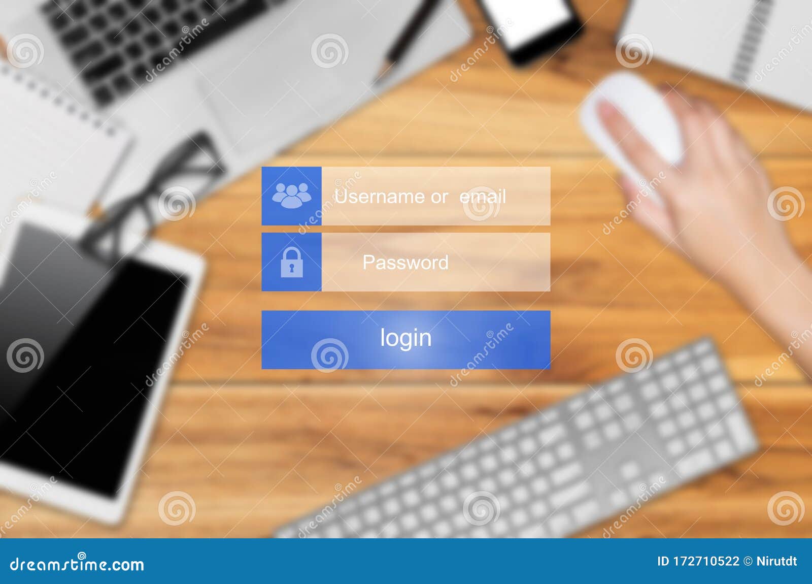 Login Interface On Tablet - Username And Password, Cold Blue Filter ...