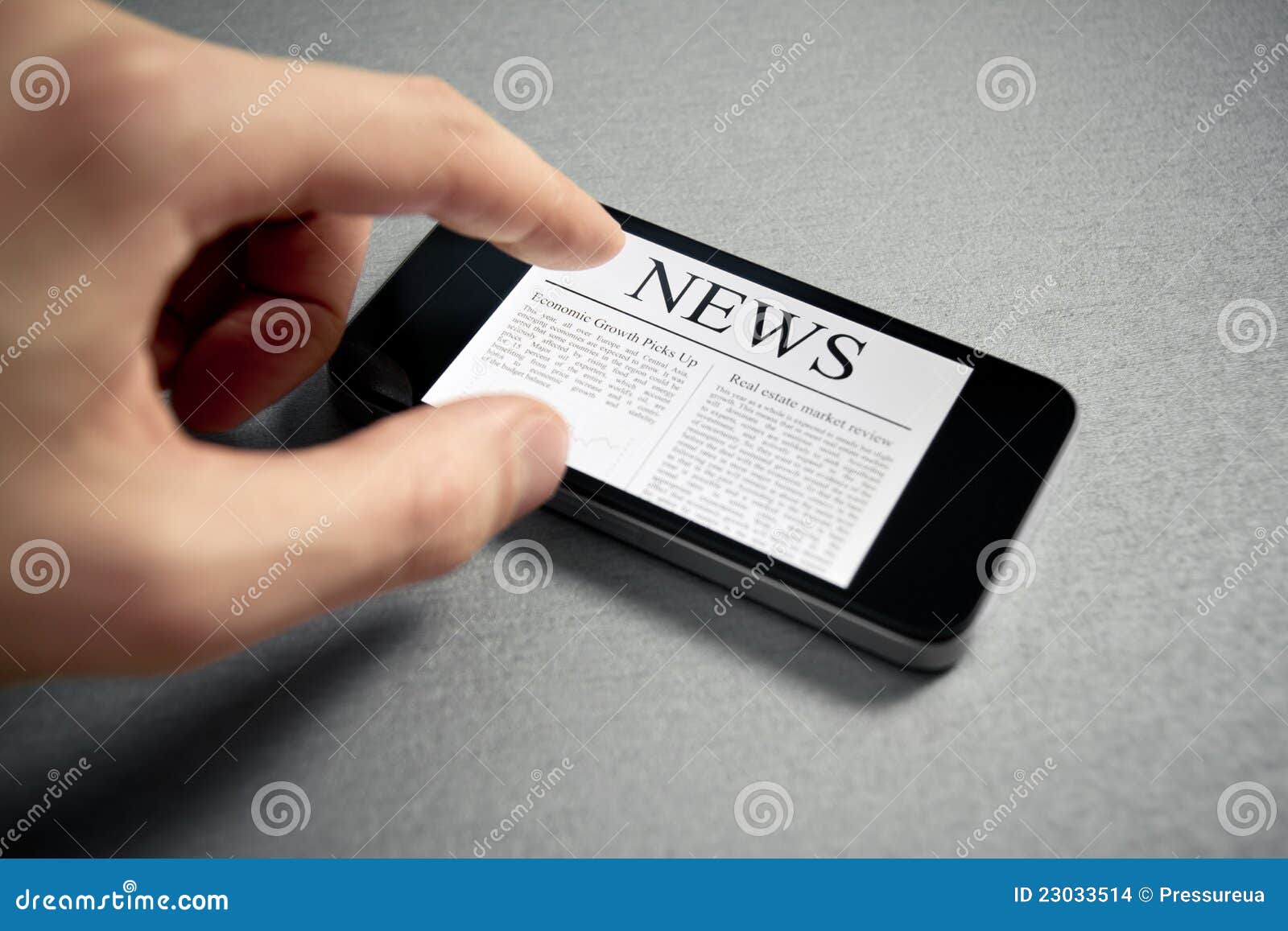 Touching News on Mobile Smartphone Stock Photo - Image of device ...