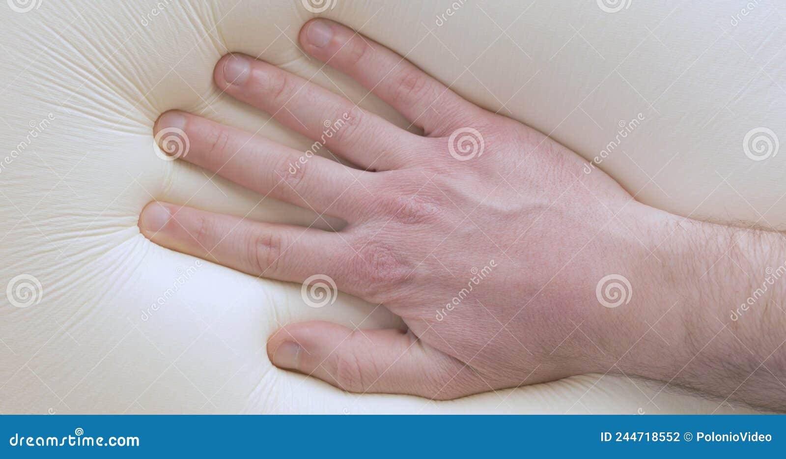 Touching and Pressing a Memory Foam Bed and Pillow Stock Photo - Image ...