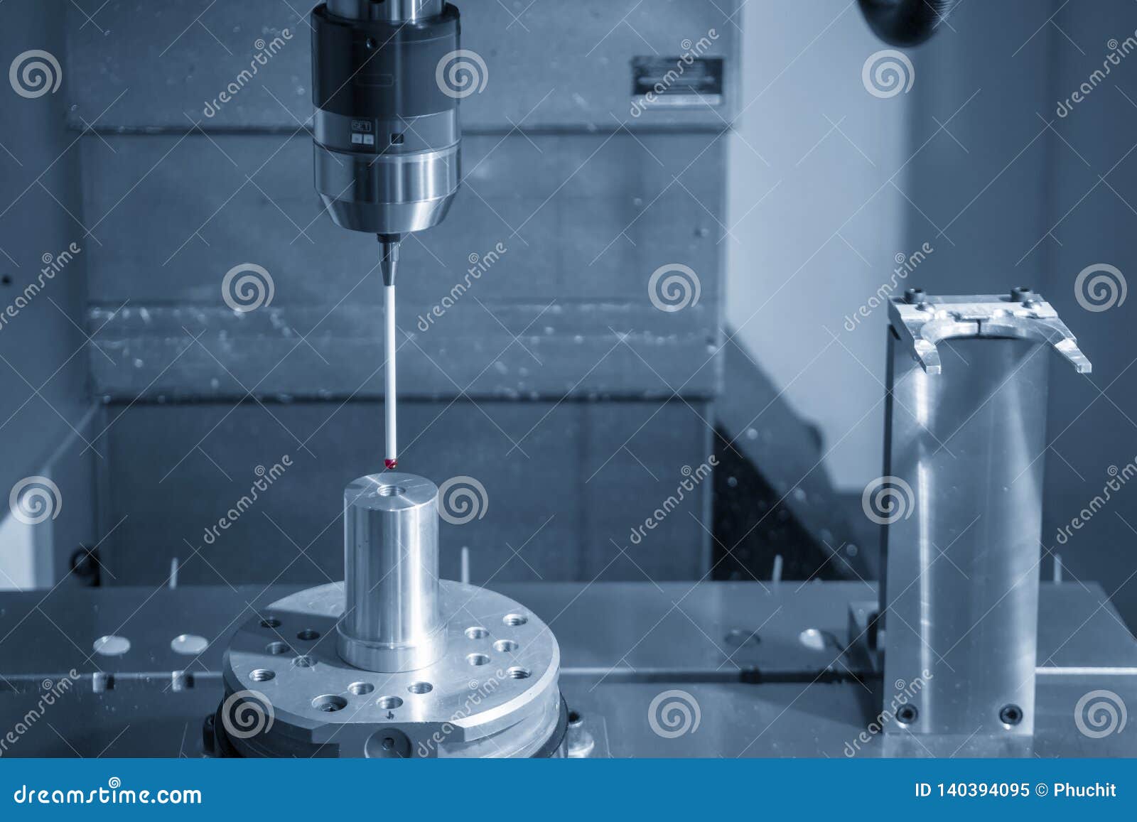 The Touching Probe Attach With The Spindle Of CNC Milling Machine For ...