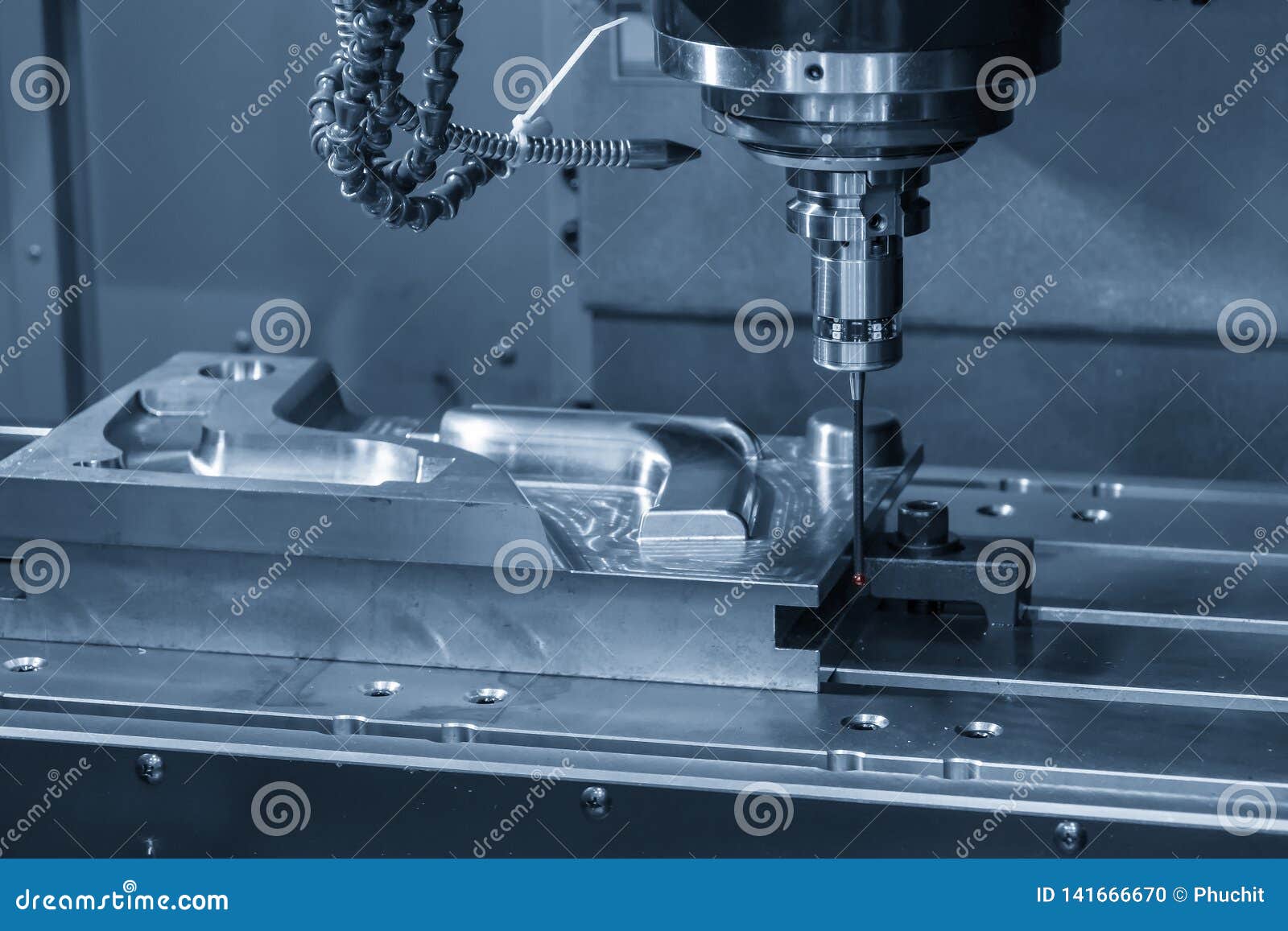 The Touching Probe Attach on CNC Machine Setting the Work Pieces. Stock ...