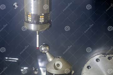 The Touching Probe Calibration Process with 3D Sphere Ball Stock Photo ...