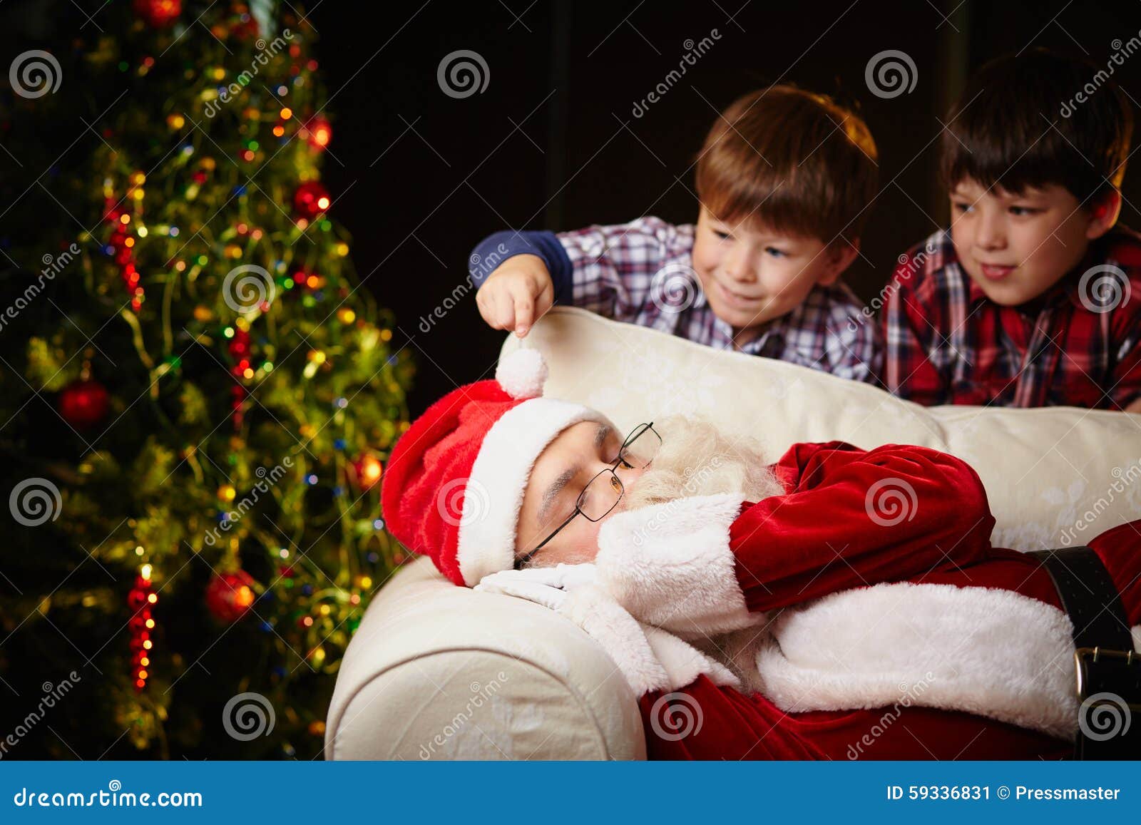 Touching Santa stock image. Image of costume, playful - 59336831