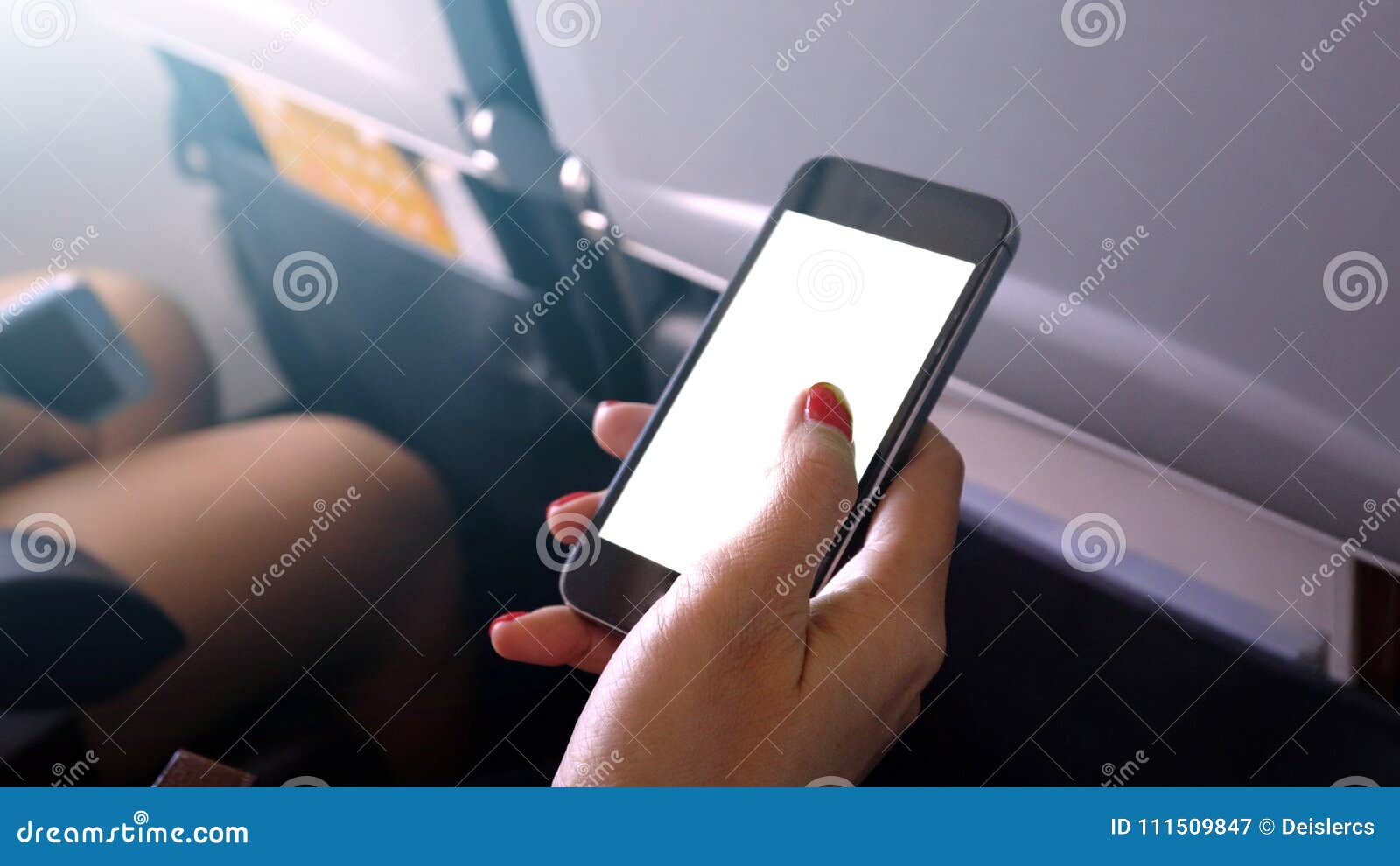 Touching and Slide Mobile Phone Screen on Airplane or Aircraft,blank ...