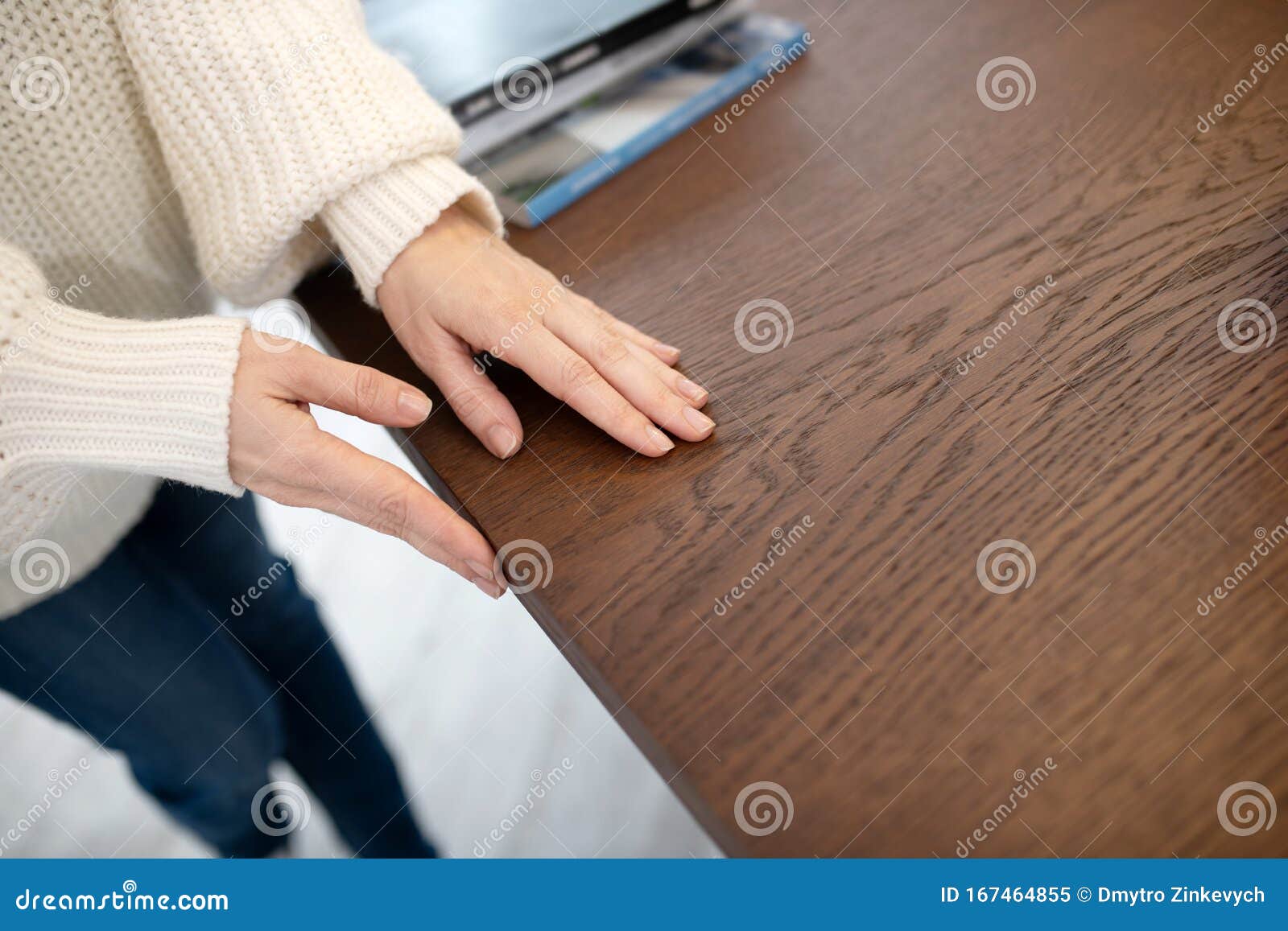 Close Up of Womans Hands Touching the Table Stock Image - Image of ...