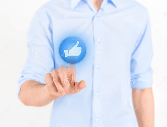 Touching Thumb Up Button stock image. Image of hand, click - 26585871