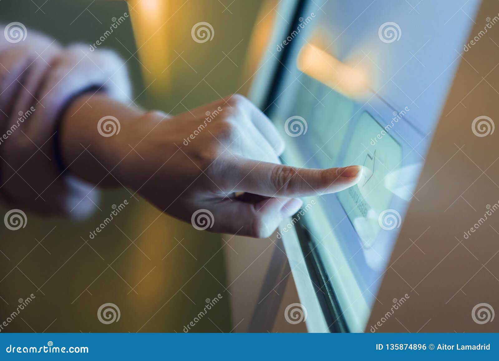 Touching touch screen stock photo. Image of digital - 135874896