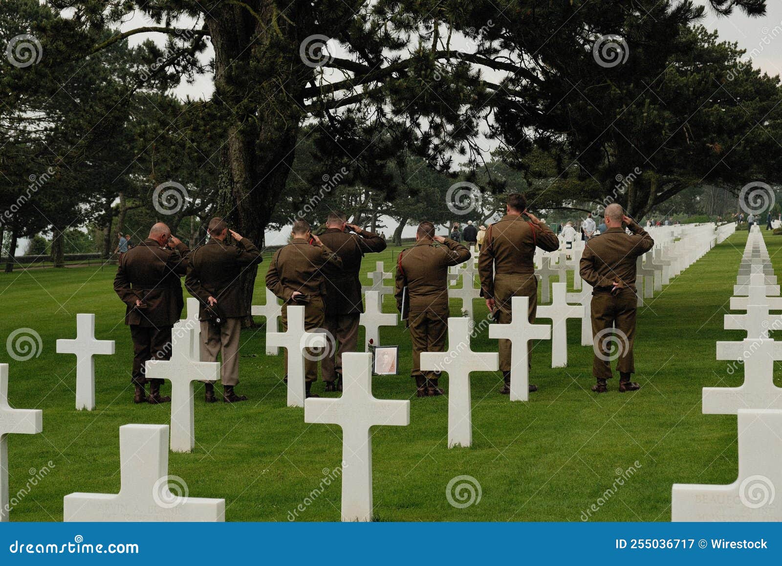 Touching View of Men in Uniform Saluting in the Normandy American ...