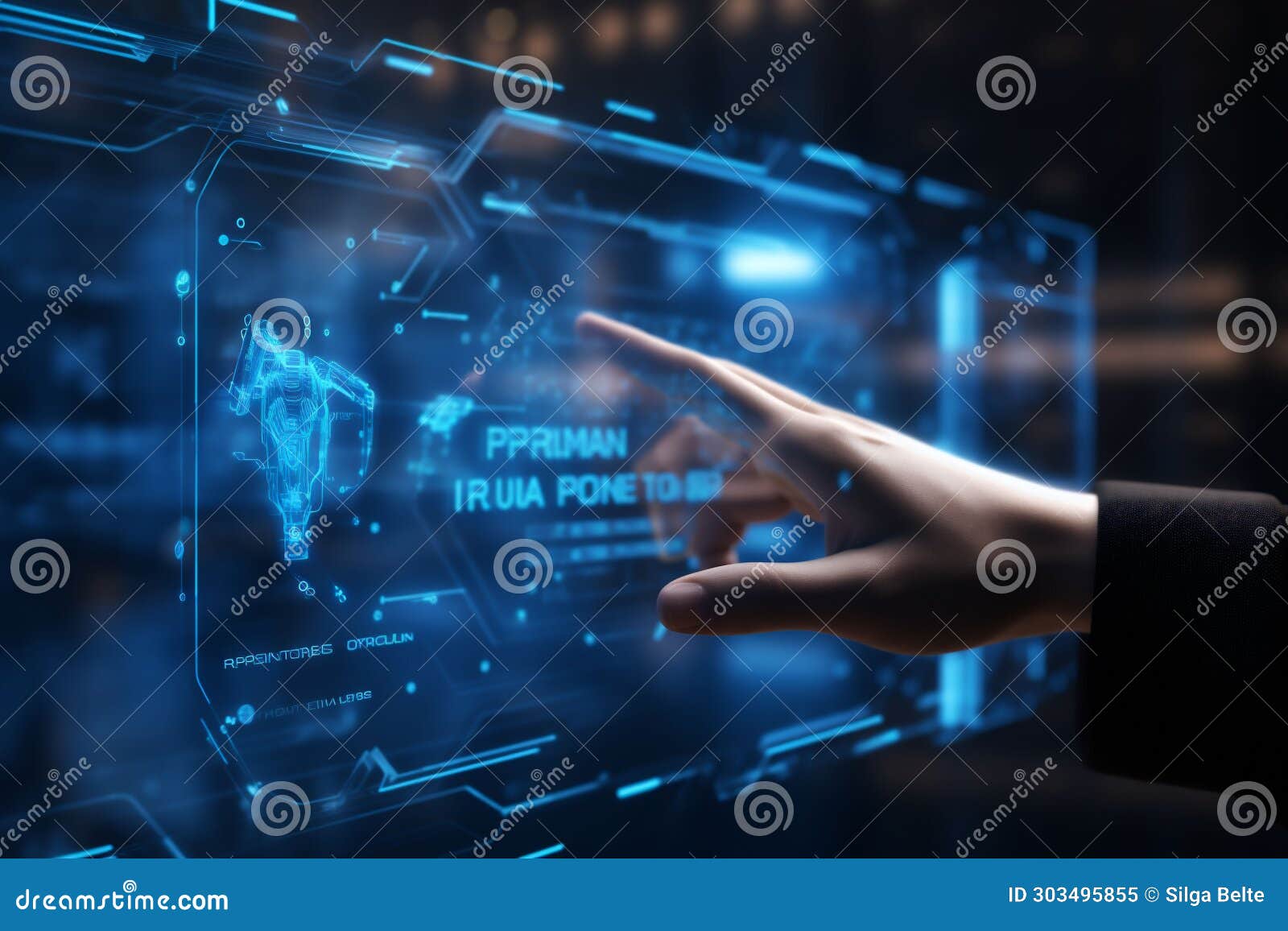 Touching the Virtual Interface, Human Finger Tracing Glowing Digital ...