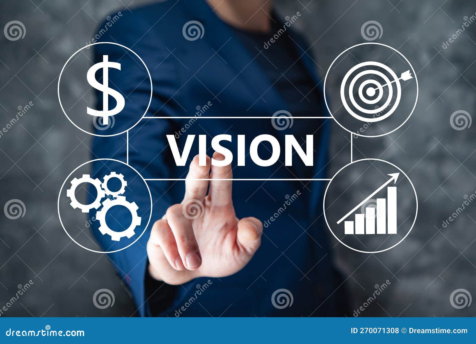 Touching Vision Text in Screen Stock Photo - Image of touch, leadership ...