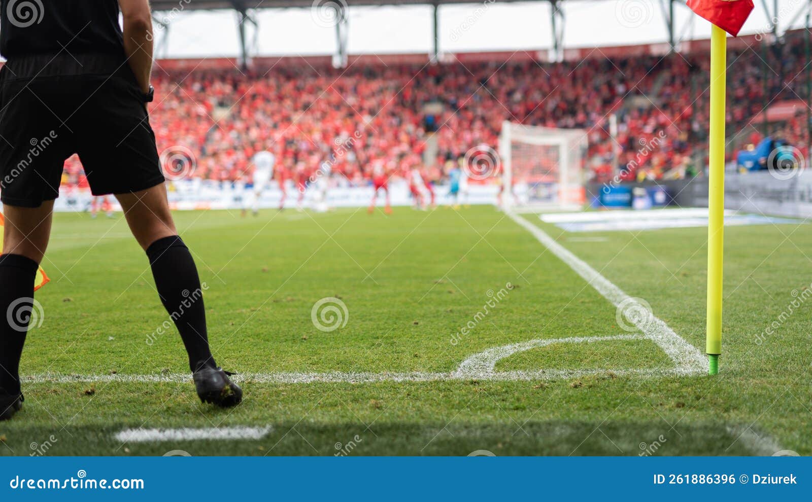 Flag`s Pole in the Corner of Soccer Pitch Stock Photo - Image of ...