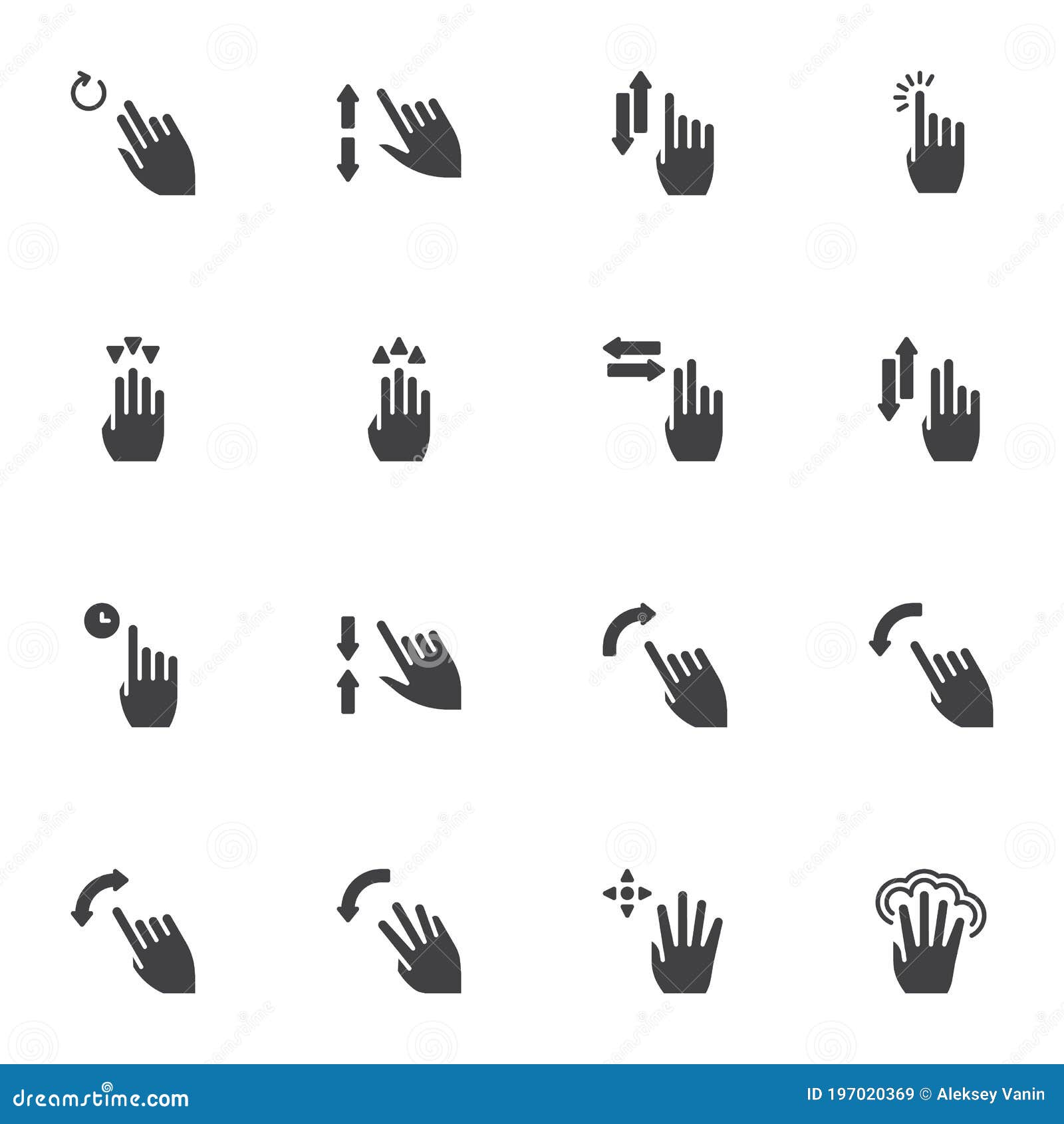 Touchpad Gestures Vector Icons Set Stock Vector - Illustration of logo ...