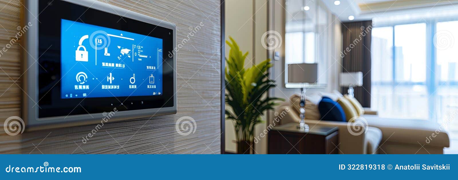 A Touchscreen Control Panel with Home Automation Features Mounted on a ...