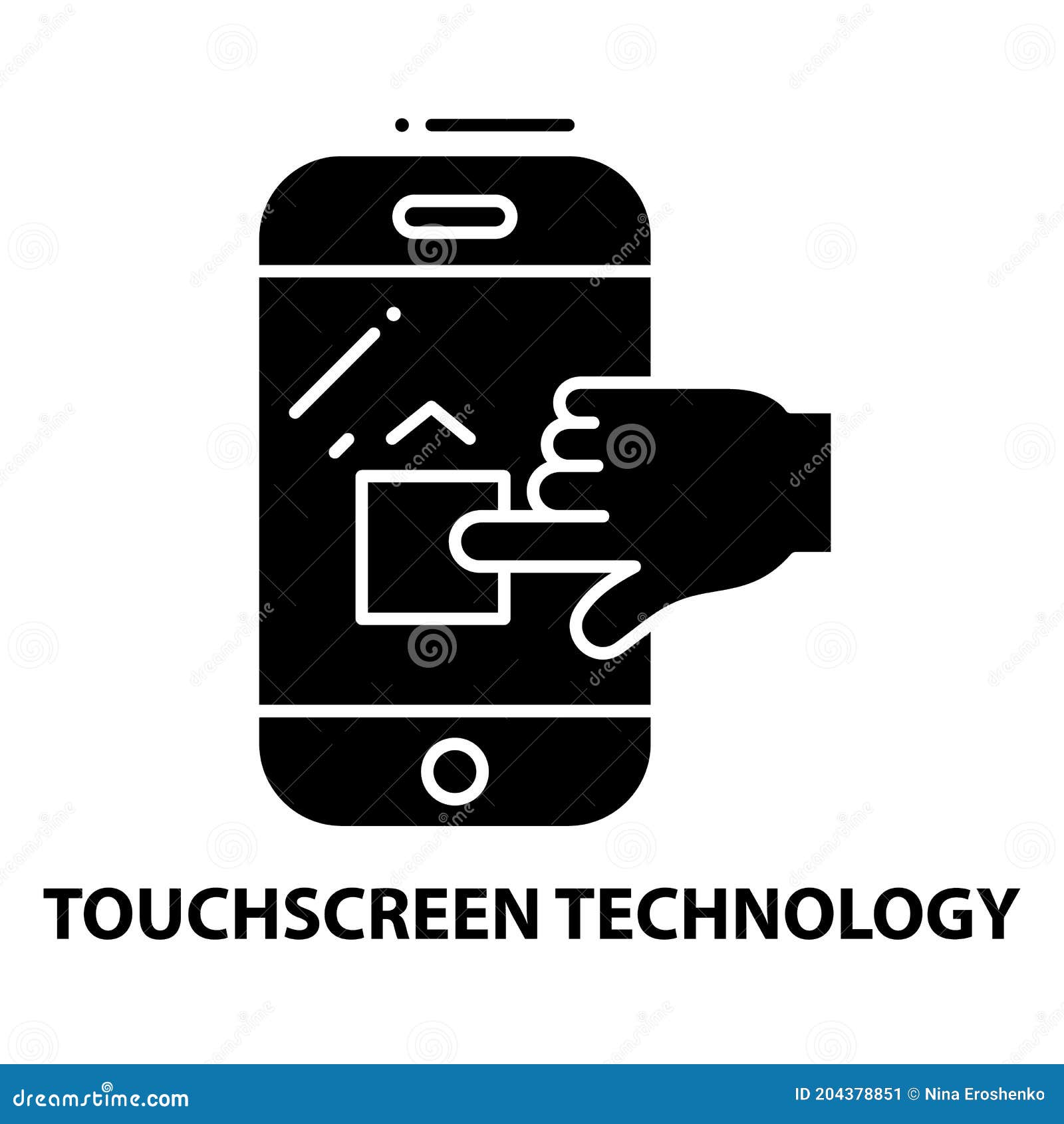 Touchscreen Device Technology Icon, Black Vector Sign with Editable ...