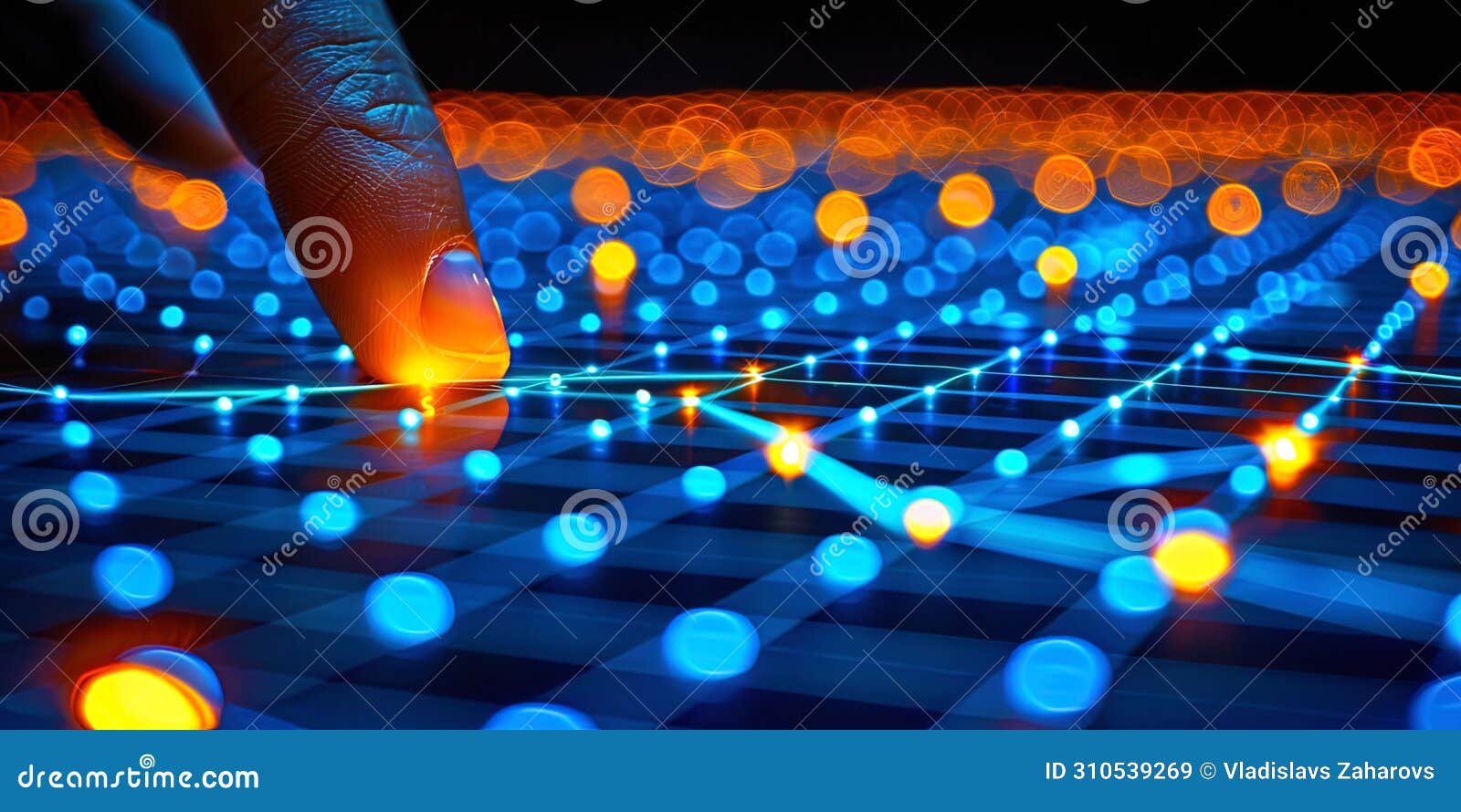 The Touchscreen with a Finger Pressing Buttons and Conducting Gestures ...