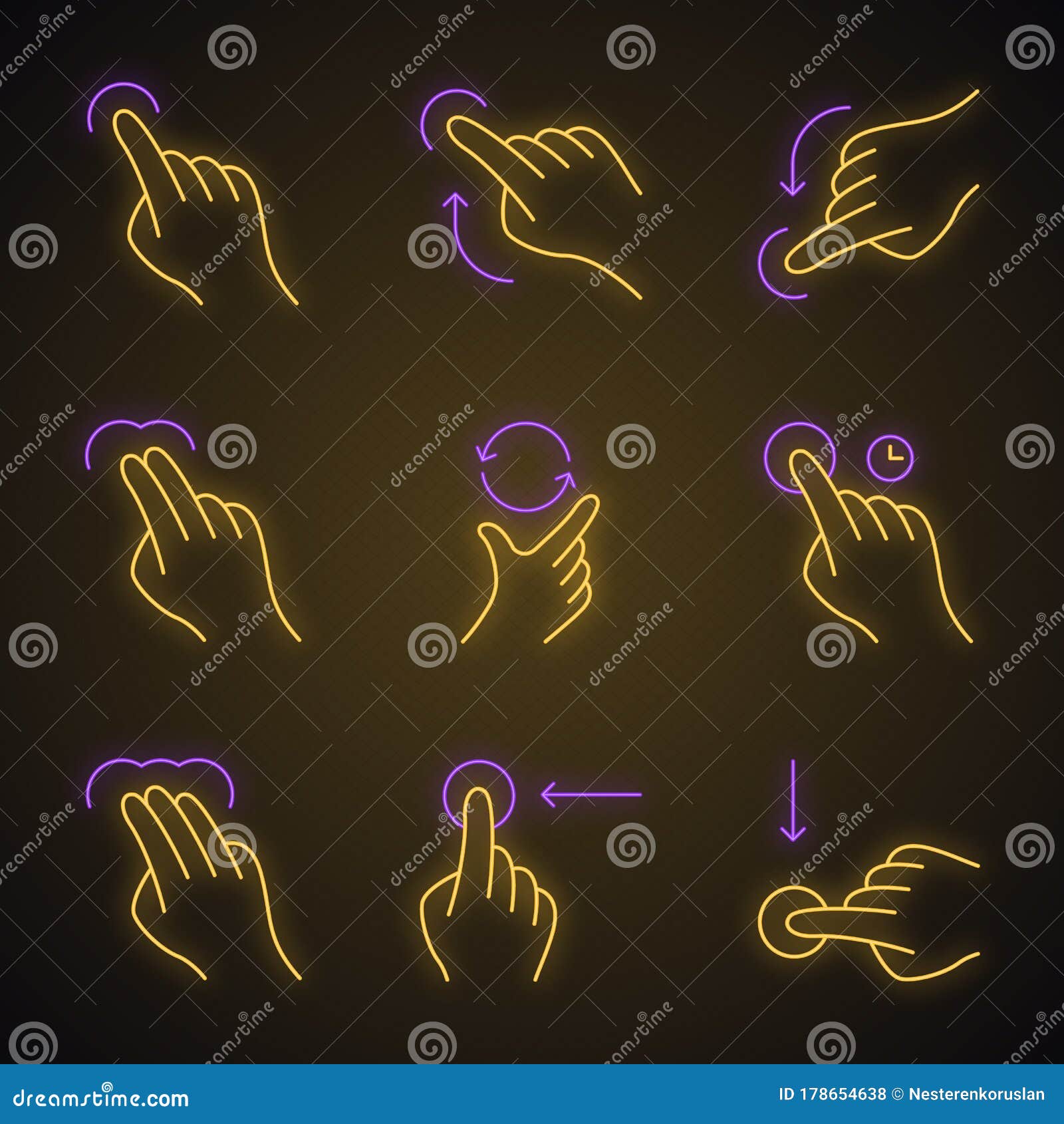 Touchscreen Gestures. Hands On Smartphone And Tablet Multi Touch Screen ...