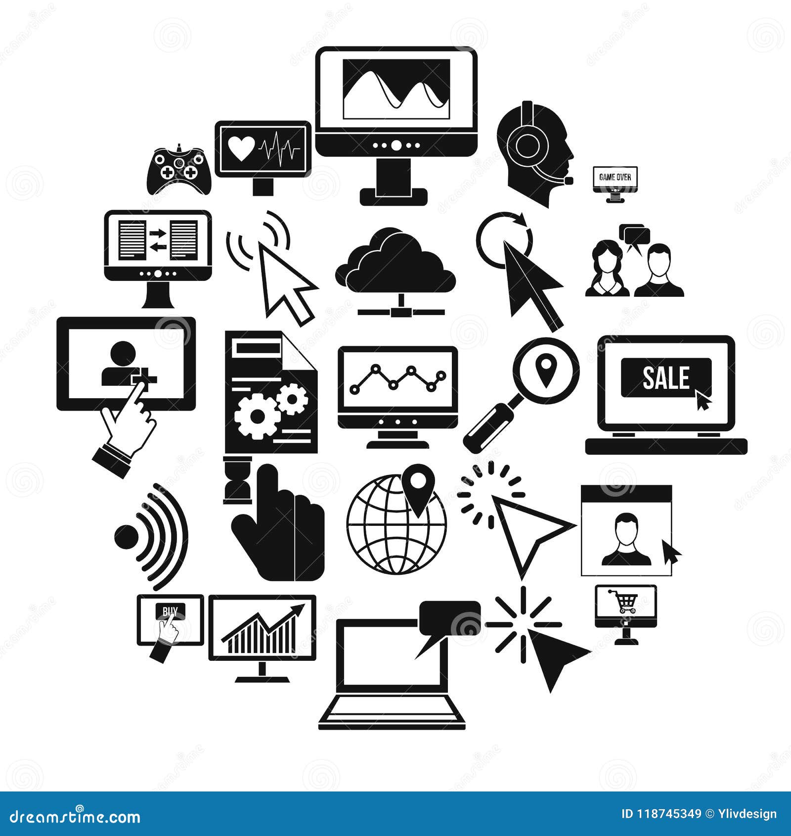 Touchscreen Icons Set, Simple Style Stock Vector - Illustration of ...