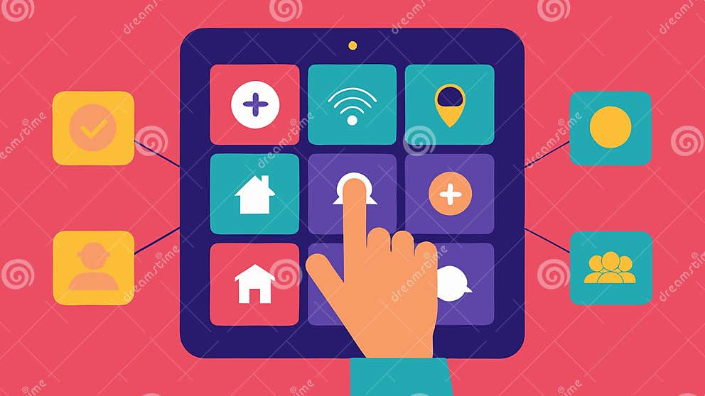 Touchscreen with Large Icons a Hand Interacting with a Touchscreen ...