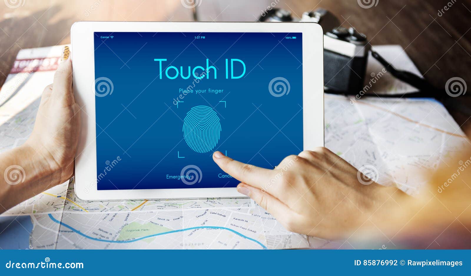 Touchscreen Lock Finger Scanner Concept Stock Photo - Image of ...