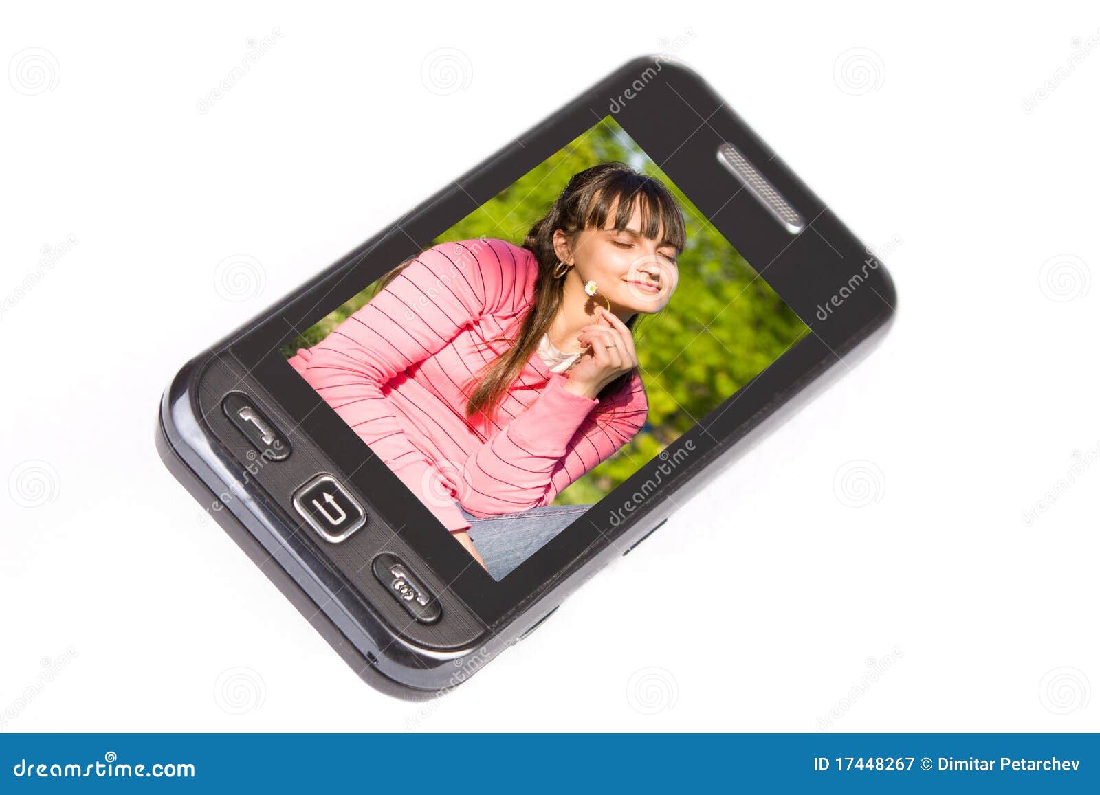 Touchscreen mobile phone stock image. Image of call, conversation ...