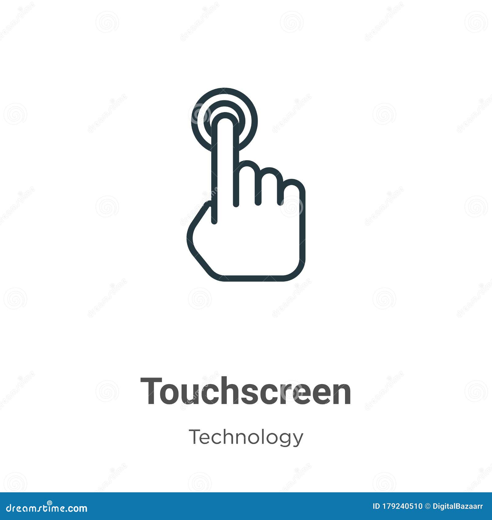 Touchscreen Outline Vector Icon. Thin Line Black Touchscreen Icon, Flat ...