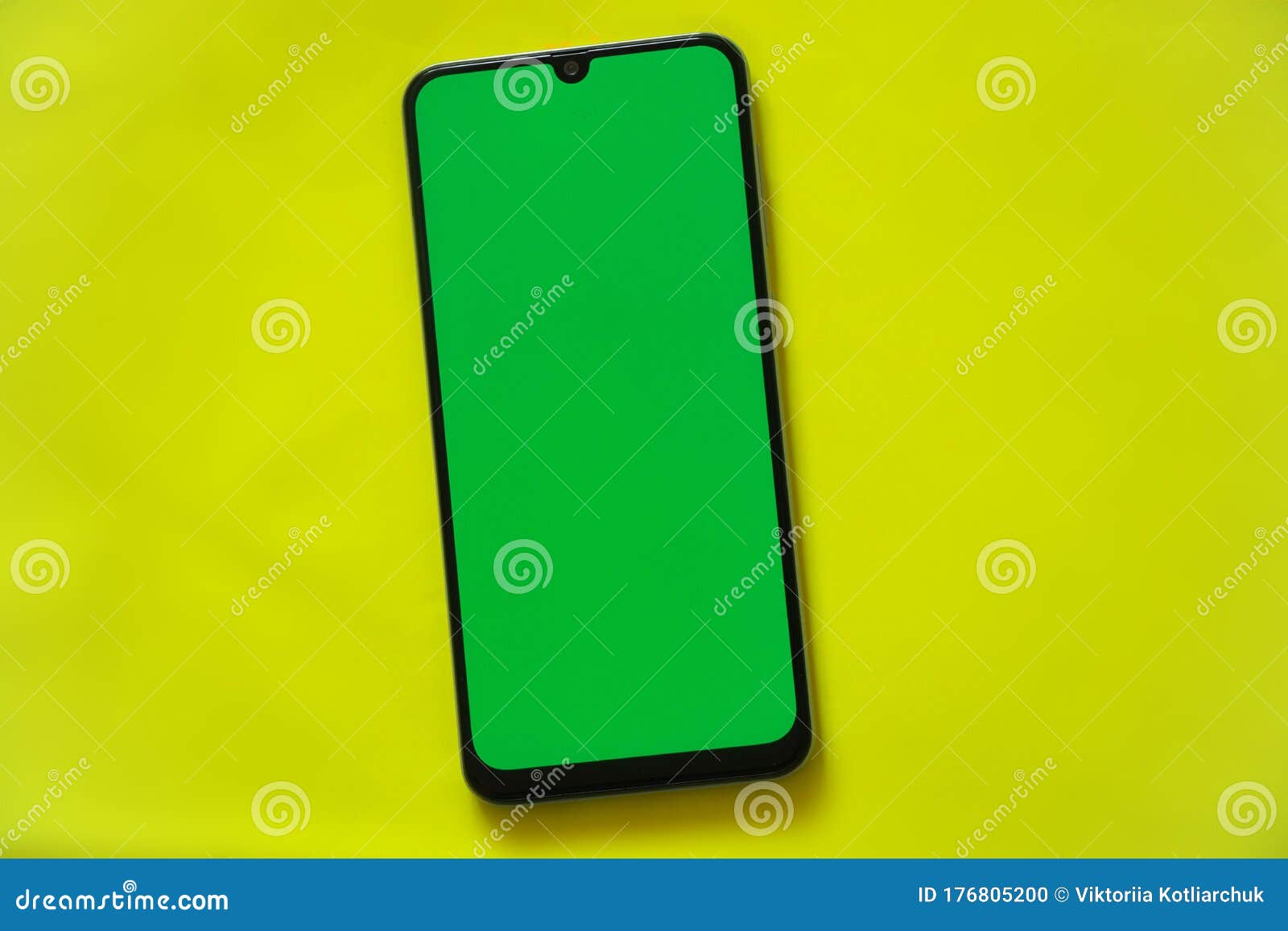 Touchscreen Phone with Green Screen on Isolated Background Stock Photo ...