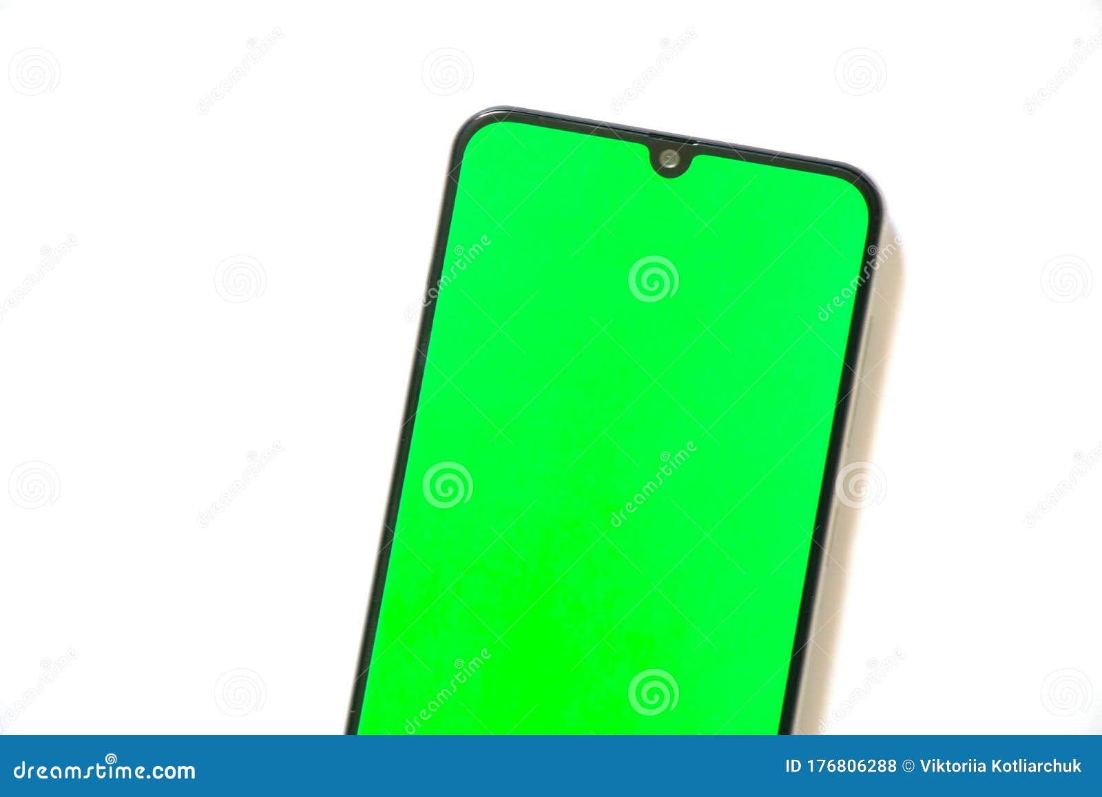 Touchscreen Phone with Green Screen on Isolated Background Stock Photo ...