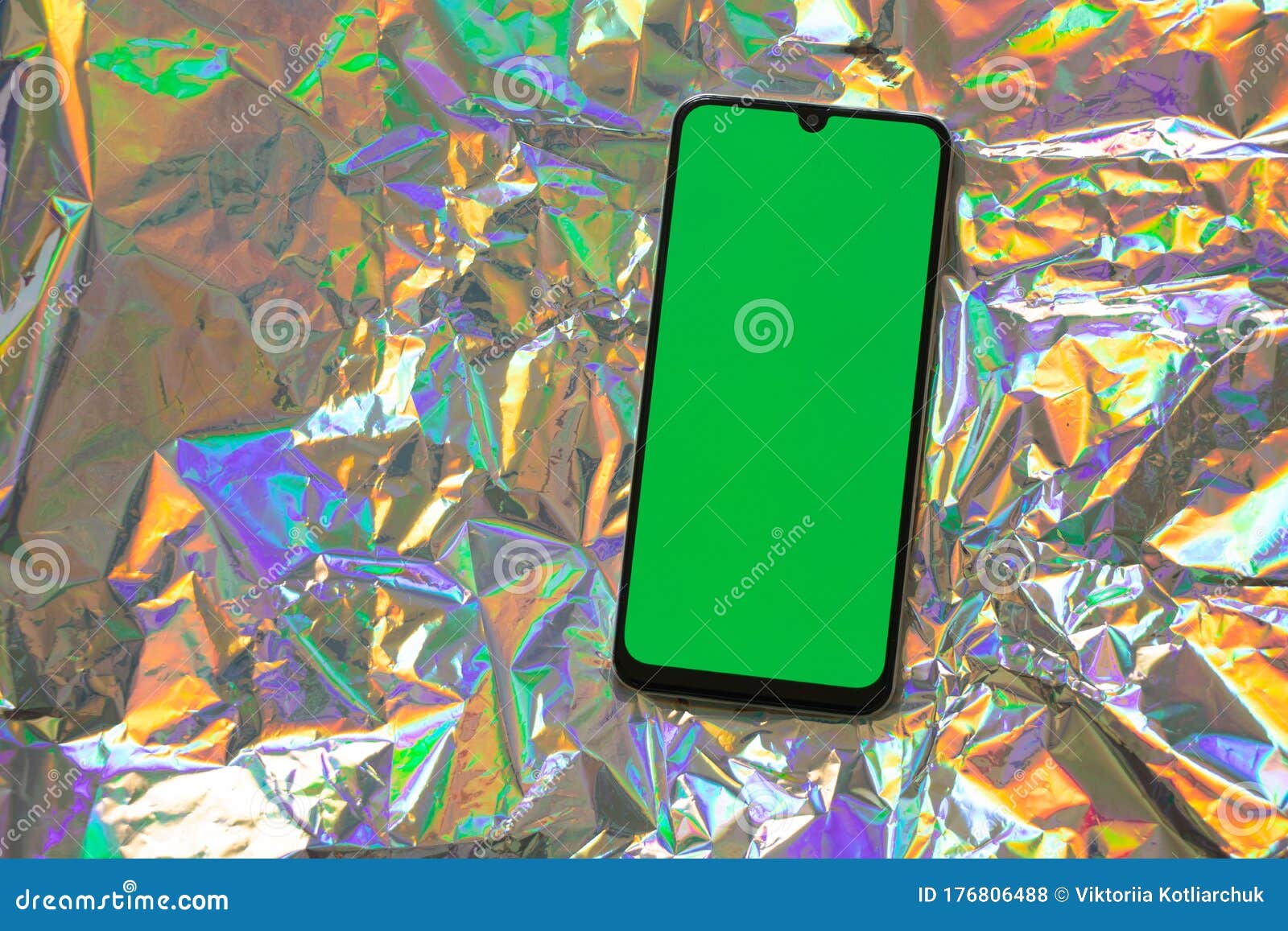Touchscreen Phone with Green Screen on Isolated Background Stock Photo ...