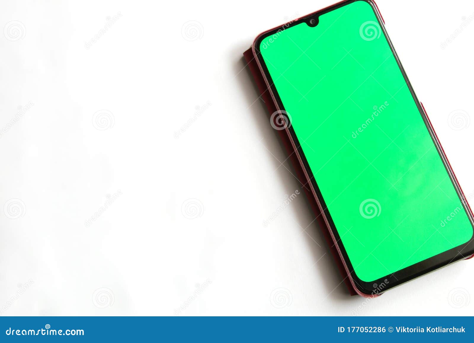 Touchscreen Phone with a Green Screen on a White Background Stock Photo ...