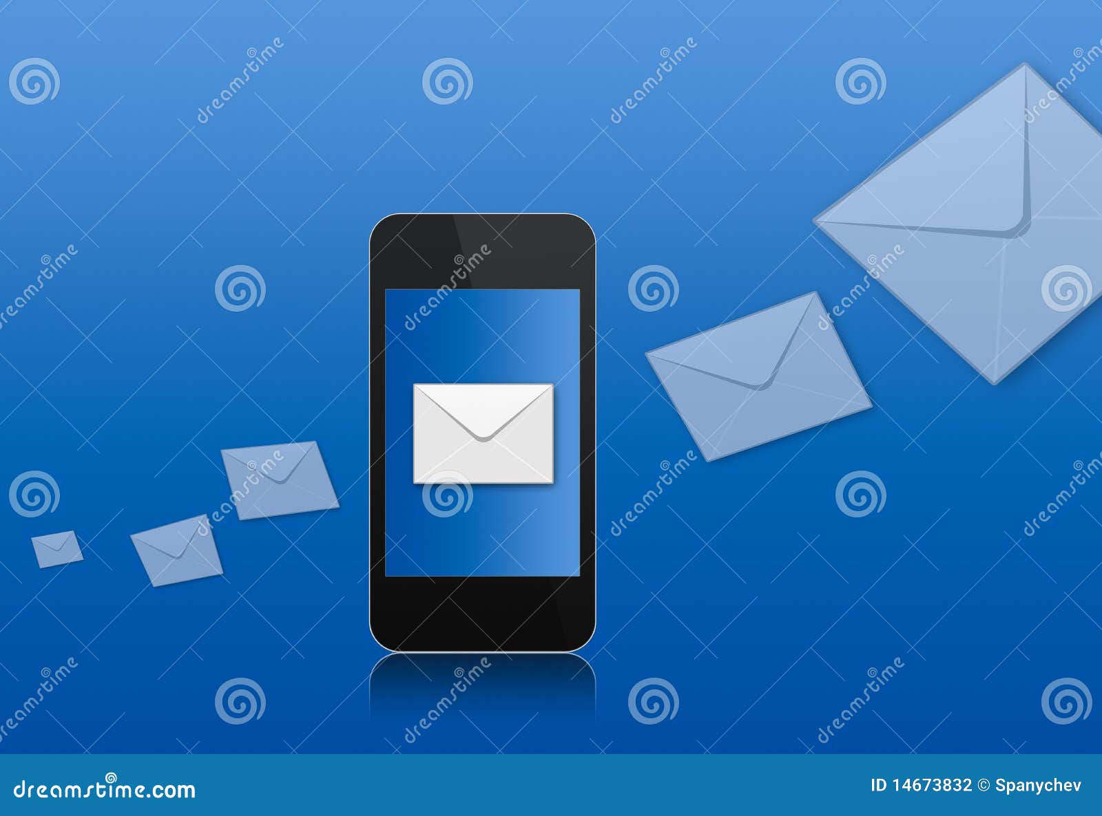 Touchscreen Phone with Letter Over the Blue Stock Illustration ...
